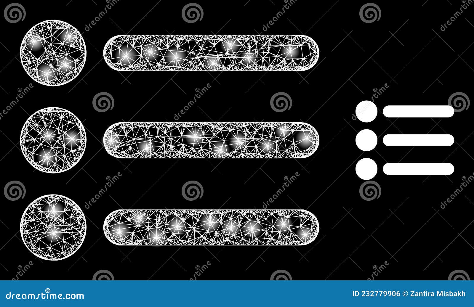 Glossy Web List Items with Bright Glare Spots Stock Vector ...