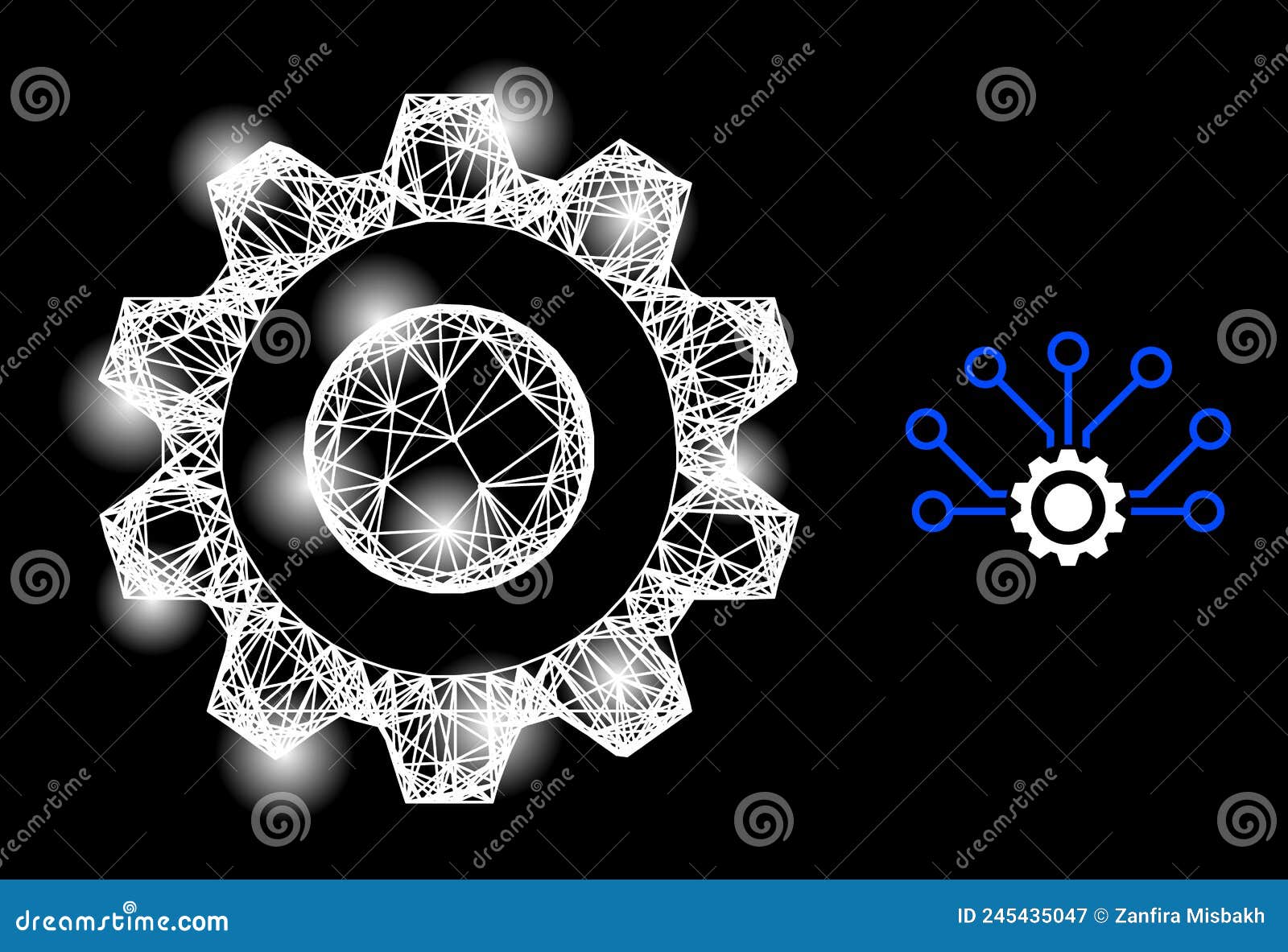 Glossy Web Model Smart Cog with Colored Lightspots Stock Vector ...
