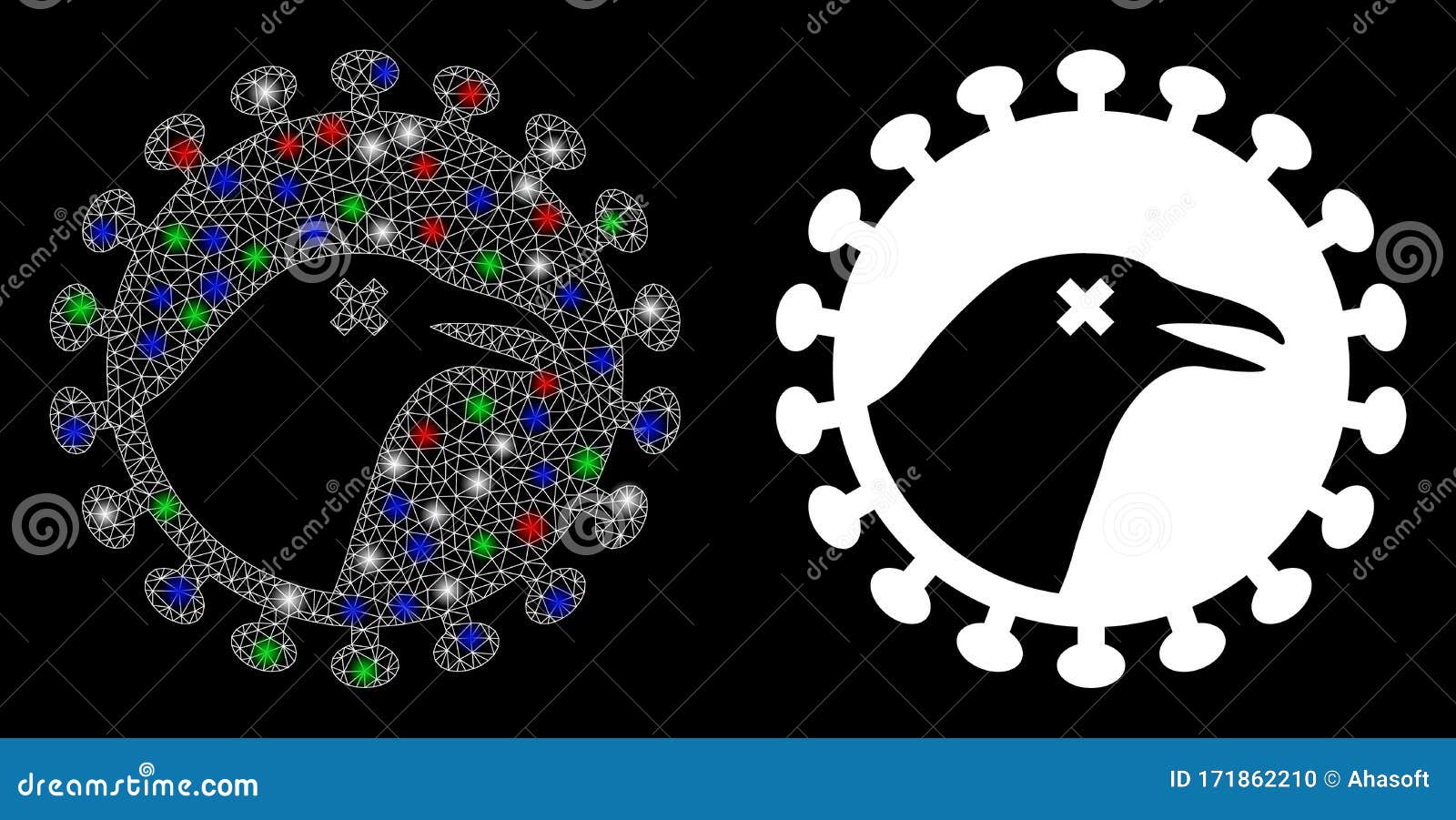 Flare Mesh Network Bird Flu Virus with Flare Spots Stock Vector ...