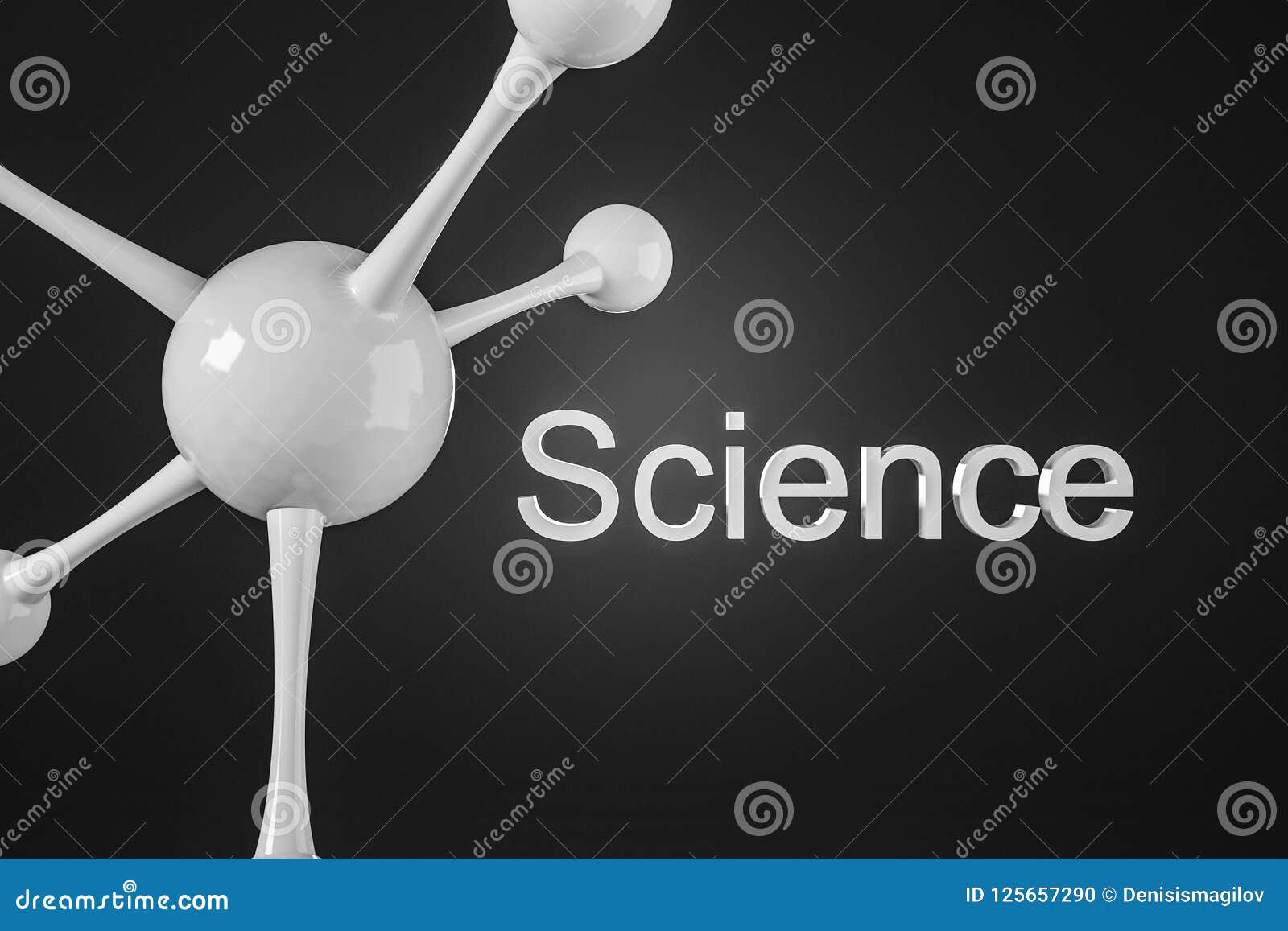Glossy White Molecule Over Black, Word Science Stock Illustration ...