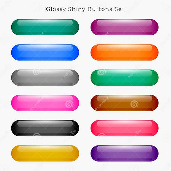 Glossy Wide Round Web Buttons Set Stock Vector - Illustration of long ...