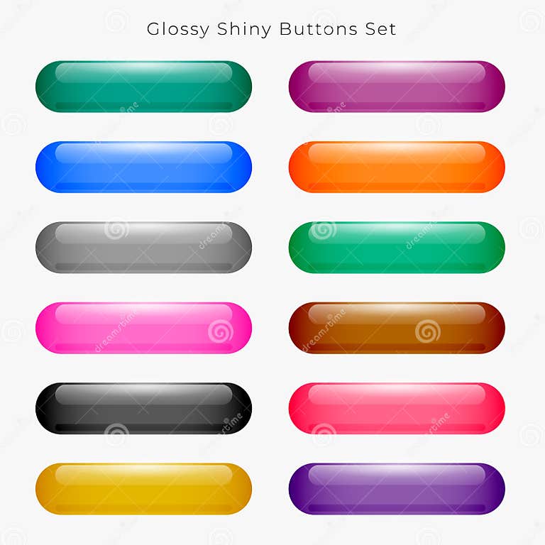 Glossy Wide Round Web Buttons Set Stock Vector - Illustration of long ...
