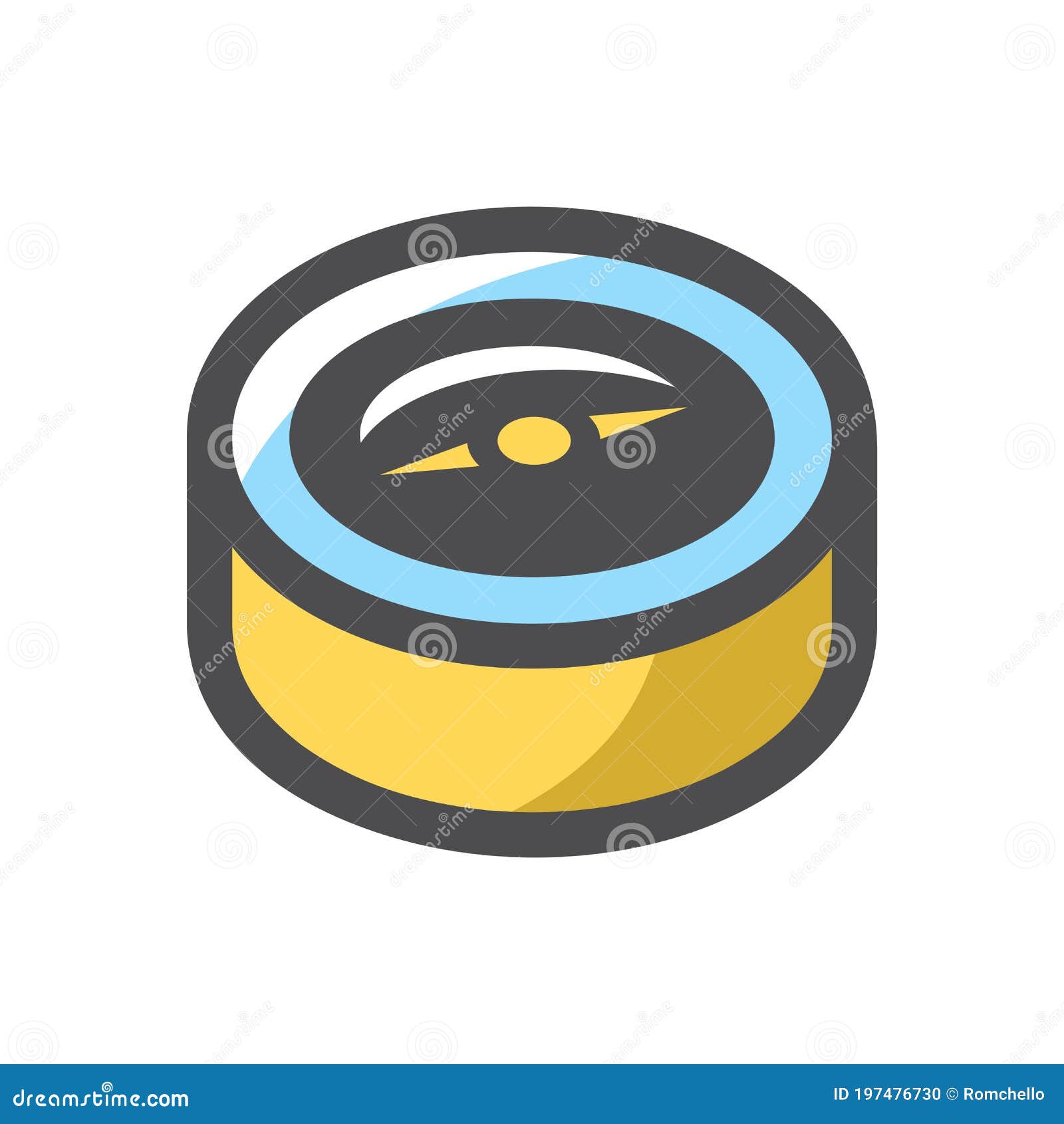 Glossy Yellow Compass Vector Icon Cartoon Illustration Stock Vector ...