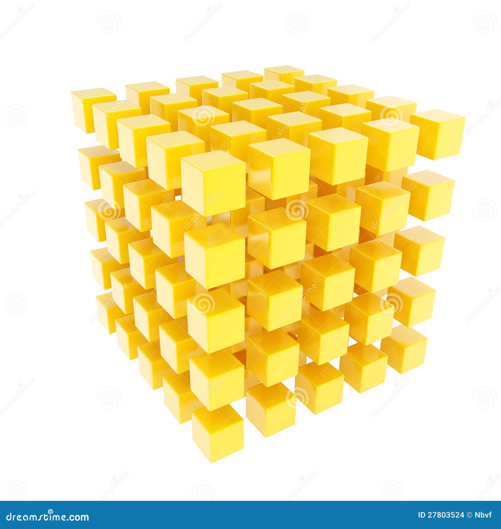 Glossy Yellow Cube Composition Made of Smaller Ones Stock Illustration ...