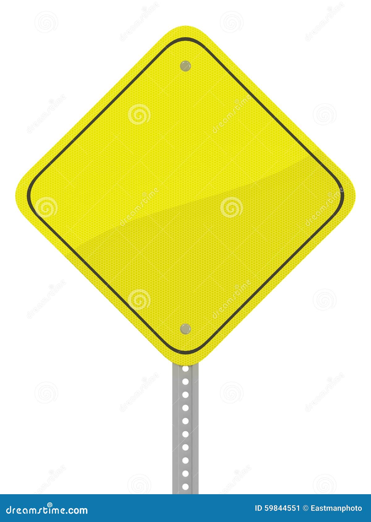 Glossy Yellow Reflective Caution Road Sign Isolated on a White B Stock ...