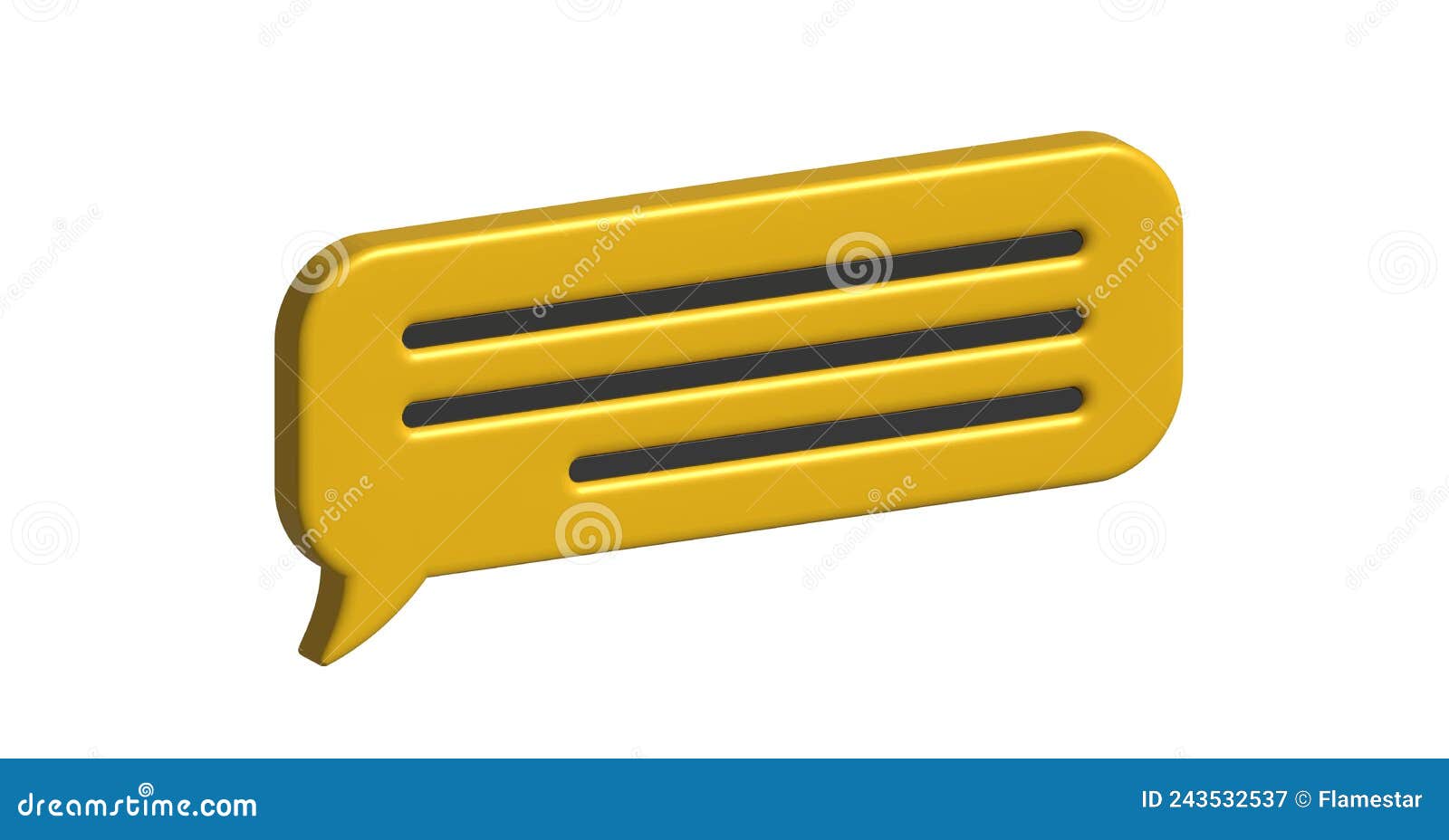 Glossy Yellow Speech Bubble, Dialogue, Messenger Shape. 3D Render ...