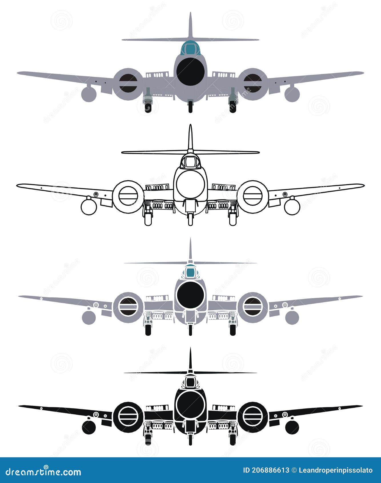 Gloster Meteor NF 14 in Front View Stock Vector - Illustration of ...