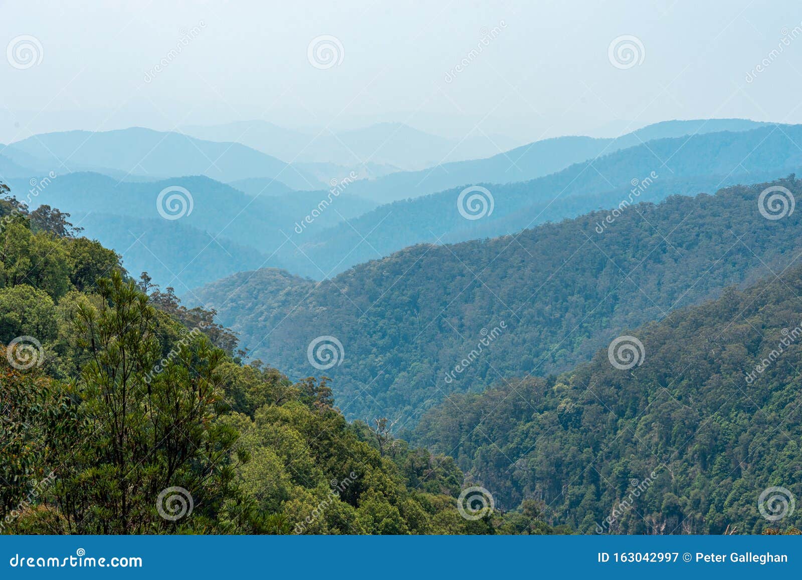 Gloucester Falls Walking Track Look Out and Smoke from Fires Stock ...
