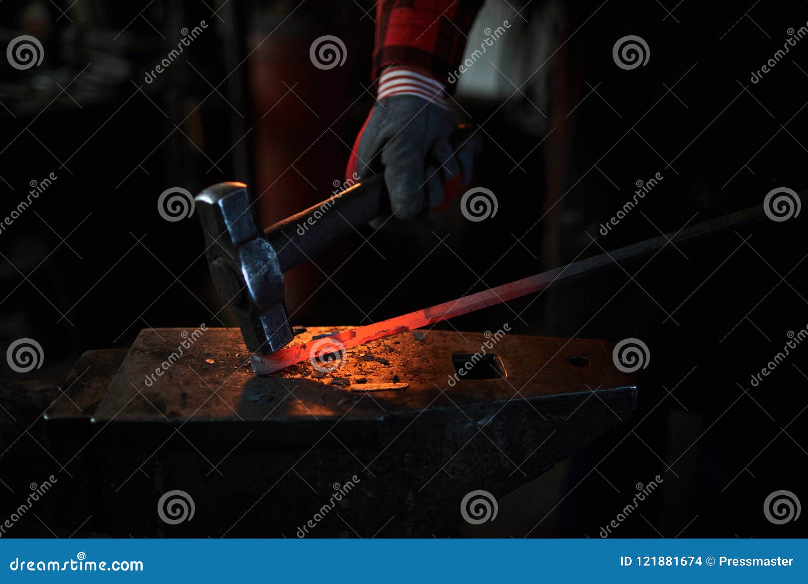 Forging on anvil stock photo. Image of metalwork, handwork - 121881674