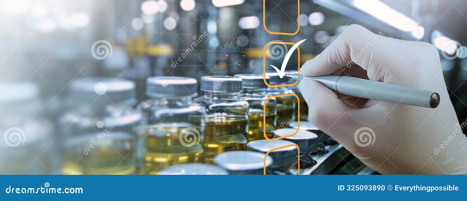 Gloved Hand Checking Off a Checklist in a Laboratory Representing ...