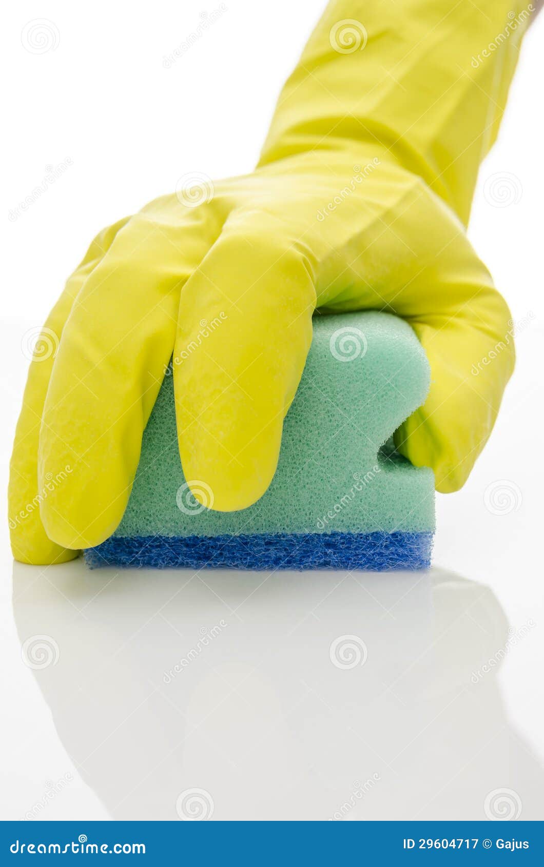 Gloved Hand Cleaning a White Surface Stock Image - Image of household ...