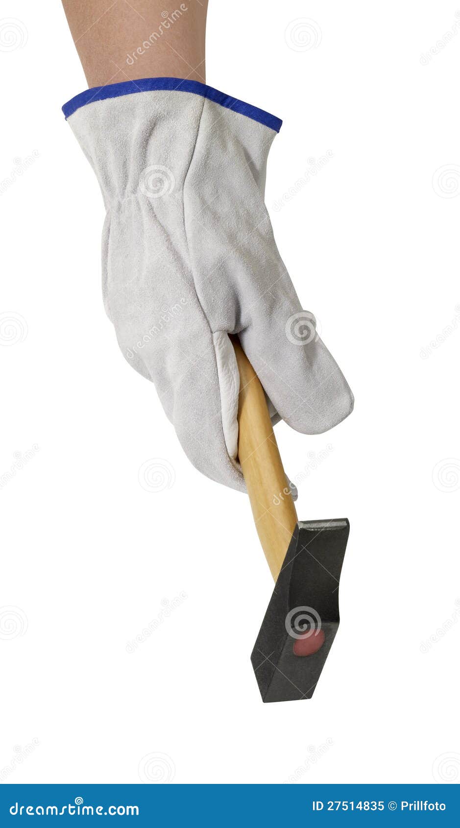 Gloved hand with hammer stock image. Image of skin, gloves - 27514835