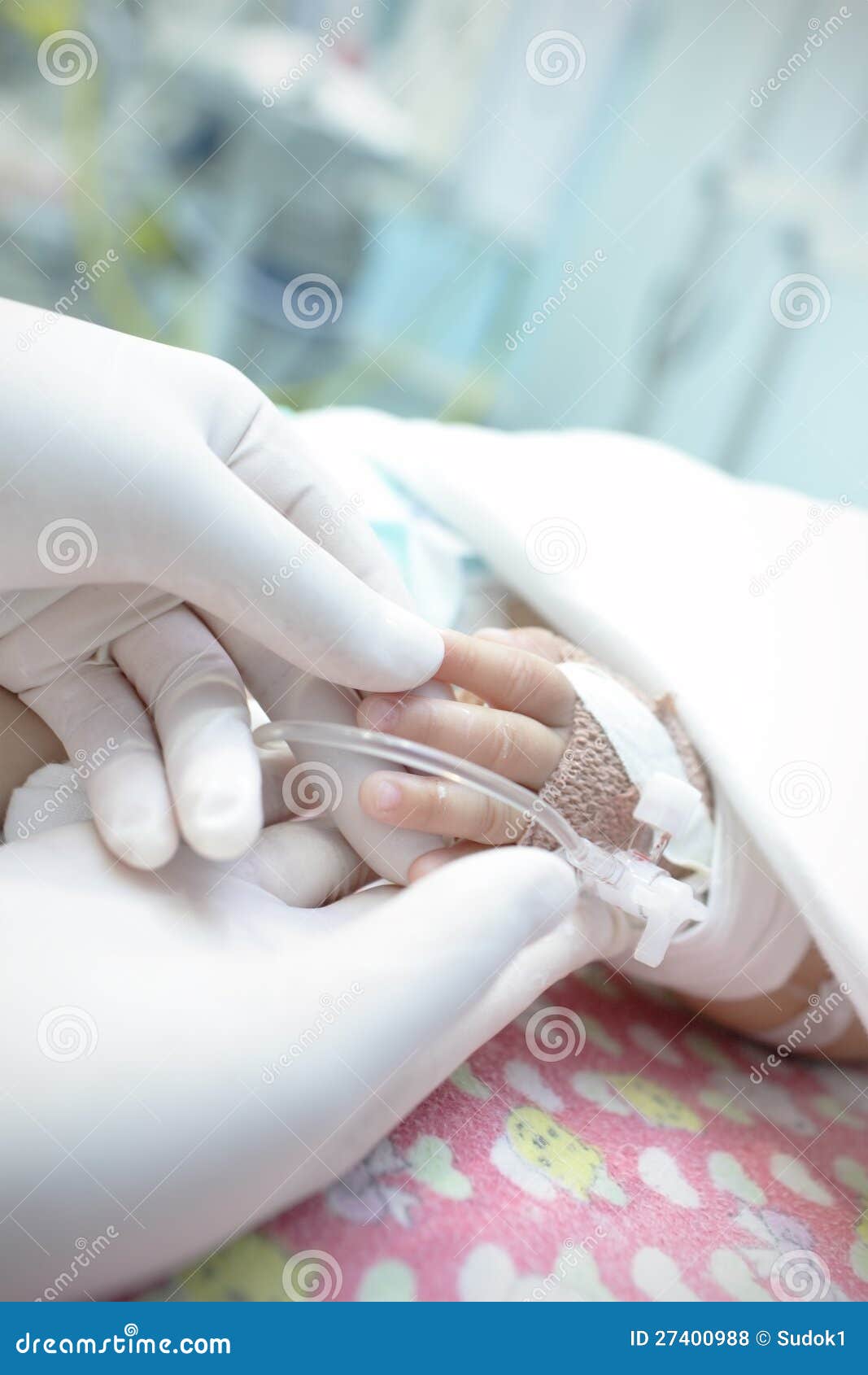Gloved Hand Holding a Baby S Hand. Stock Photo - Image of bonding, care ...