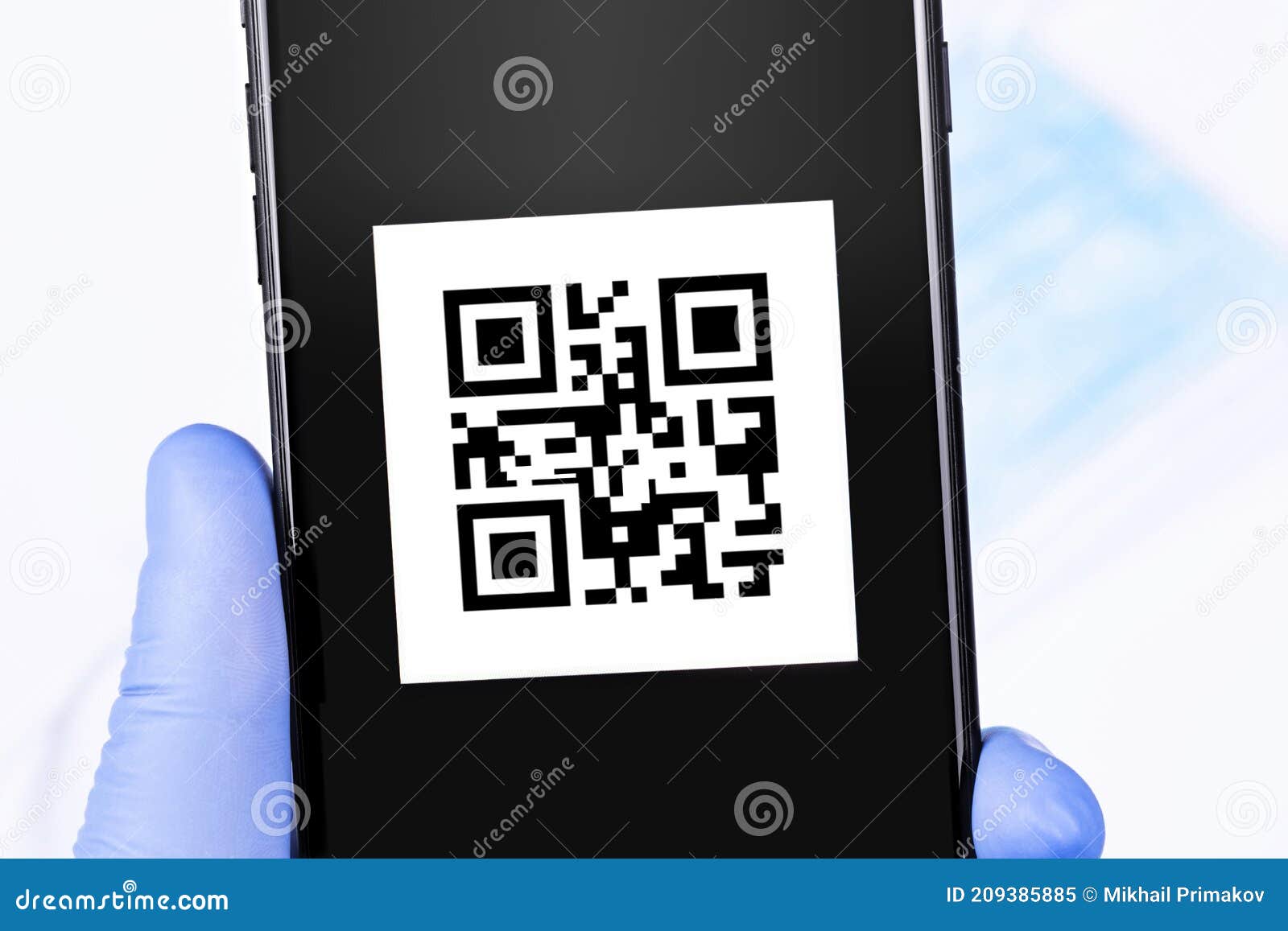 Gloved Hand Holding a Smartphone with Qr Code Editorial Image - Image ...