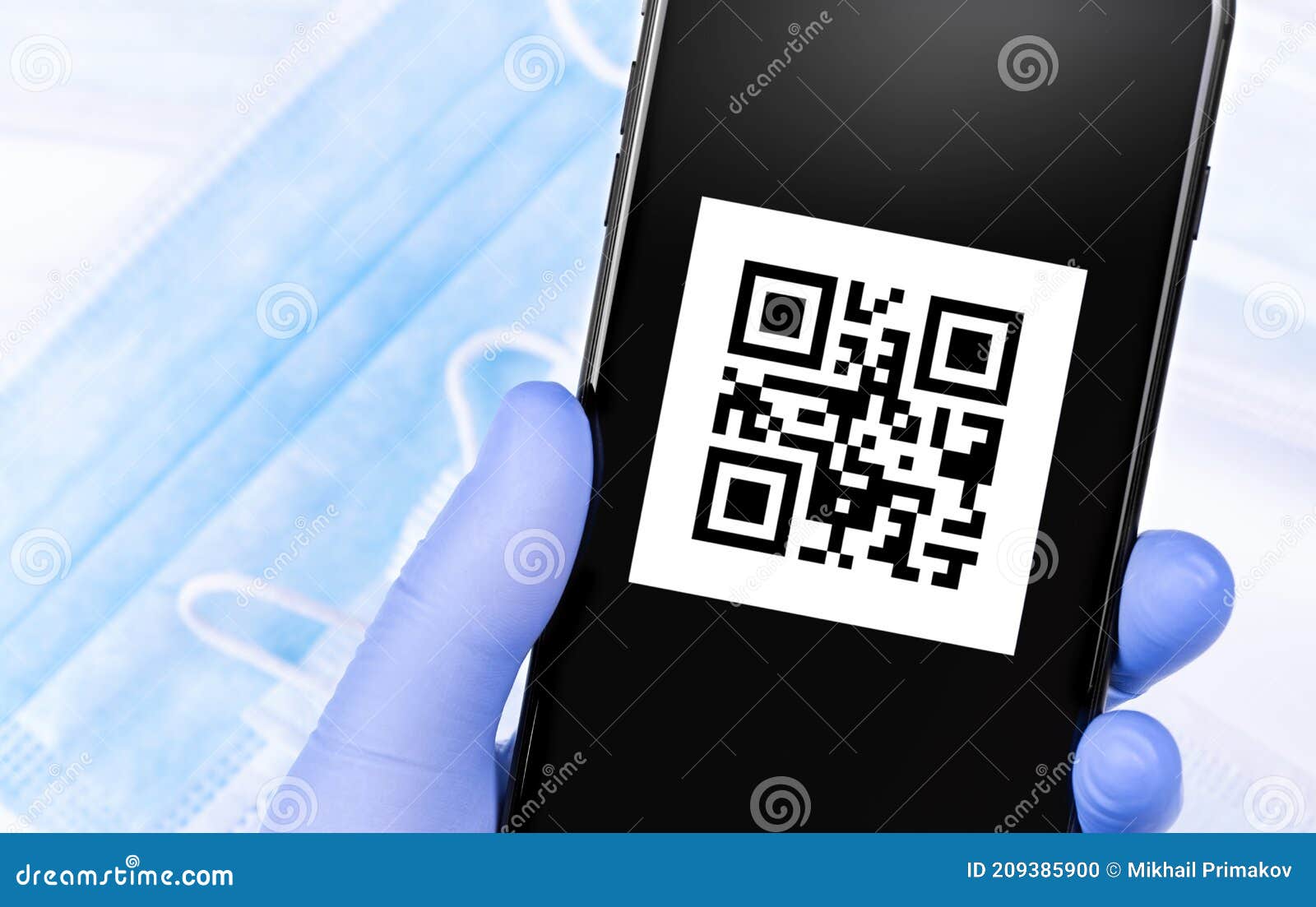 Gloved Hand Holding a Smartphone with Qr Code Editorial Image - Image ...
