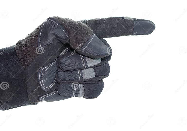 Gloved Hand Pointing with Finger Stock Photo - Image of sign, pointed ...