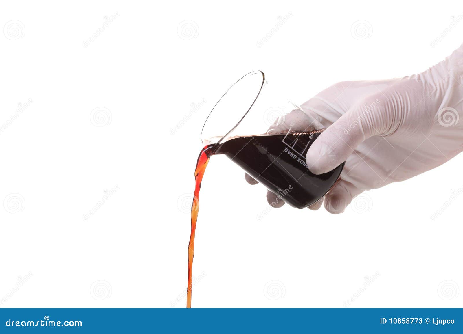Gloved hand pouring liquid stock image. Image of glove - 10858773