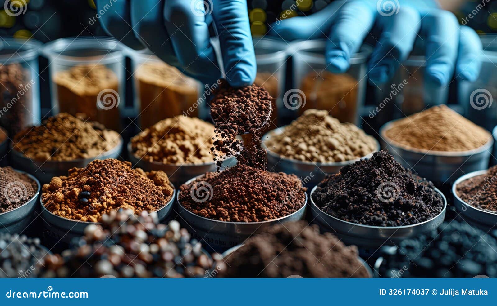 Gloved Hand Scooping Soil Samples in a Laboratory Setting Stock Image ...