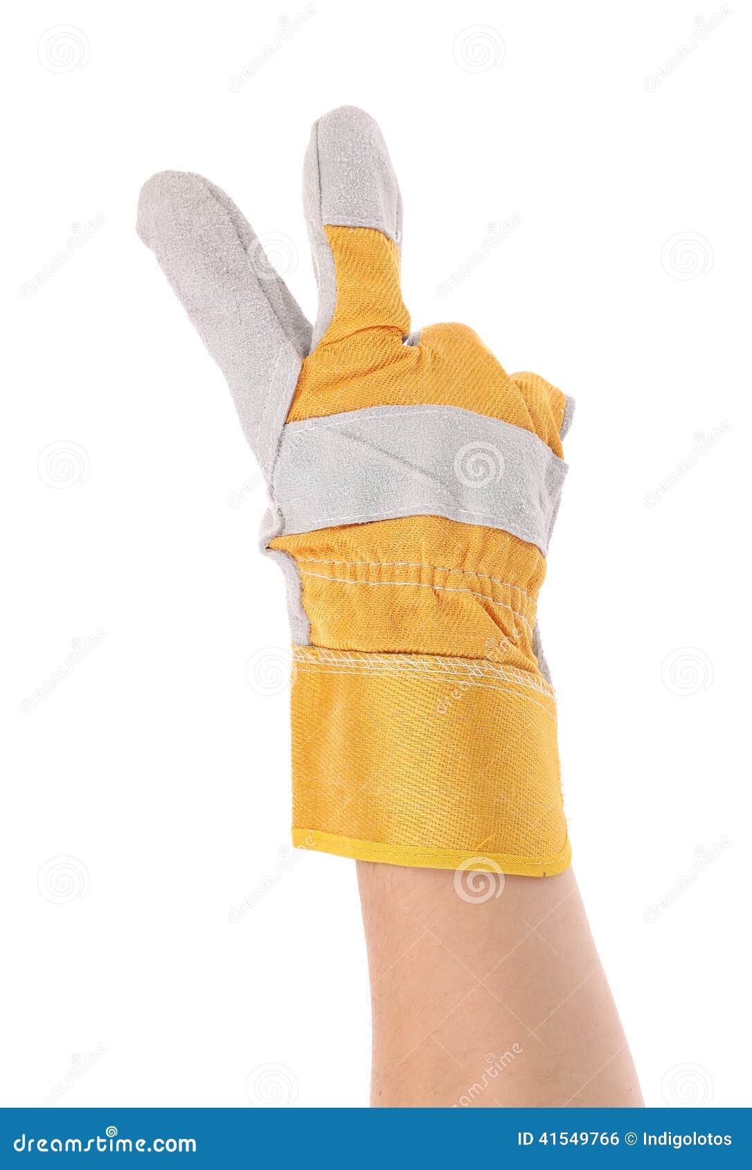 Gloved Hand Showing Two Finger. Stock Photo - Image of construction ...