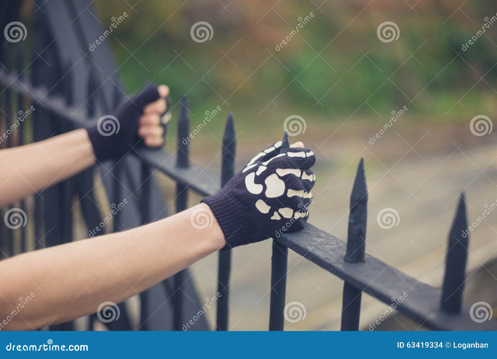 Gloved Hands Grabbing Railings Stock Photo - Image of railing ...