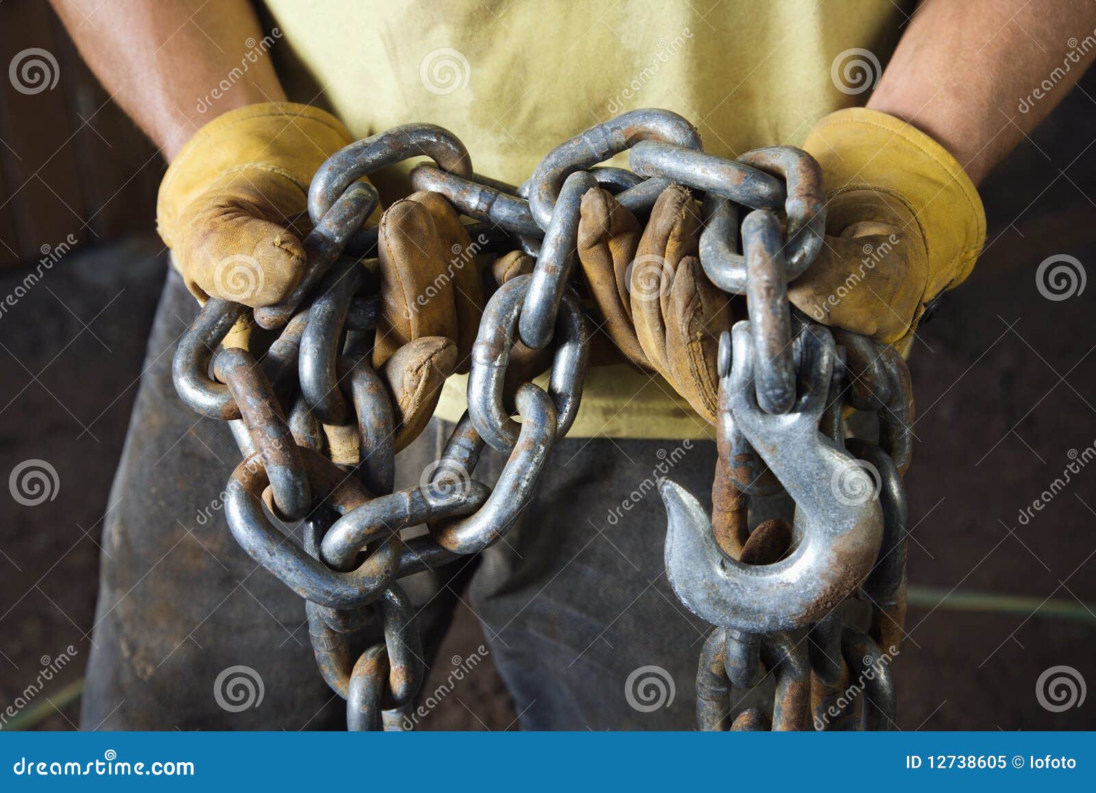 Gloved Hands Holding a Chain Stock Image - Image of close, caucasian ...
