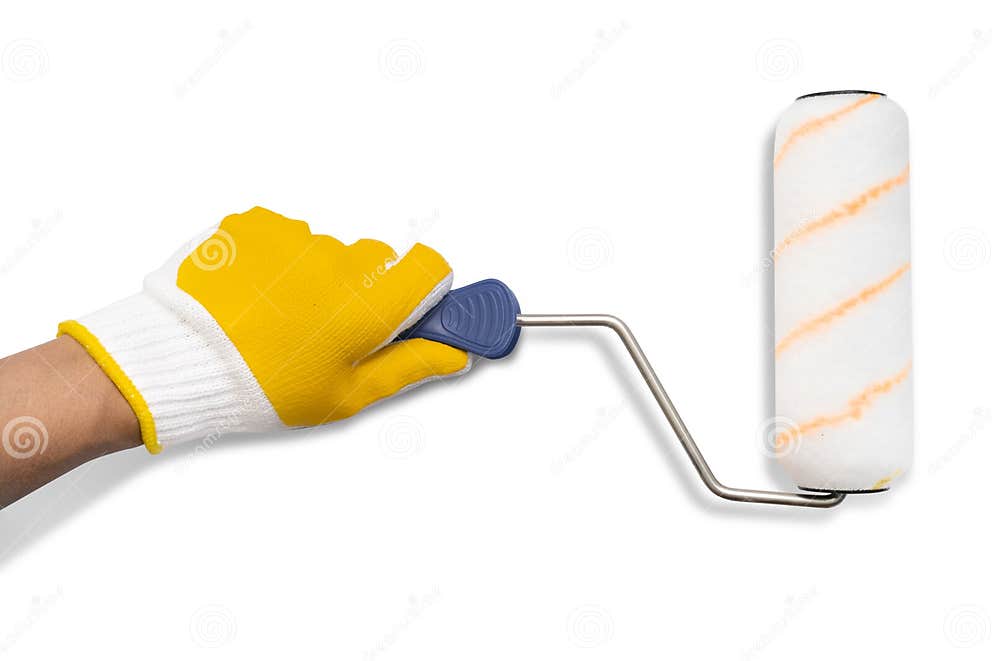House Painter S Hands and Paint Roller. Isolate Stock Image - Image of ...