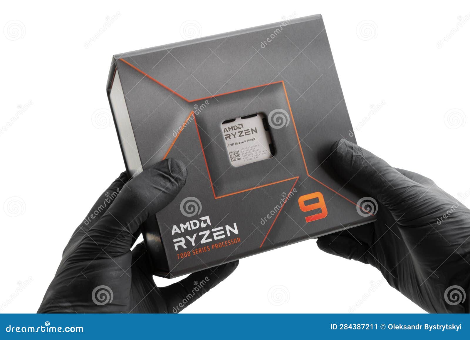 Gloved Hands Pass AMD Ryzen 9 7900X Processor in Packing Box Editorial ...