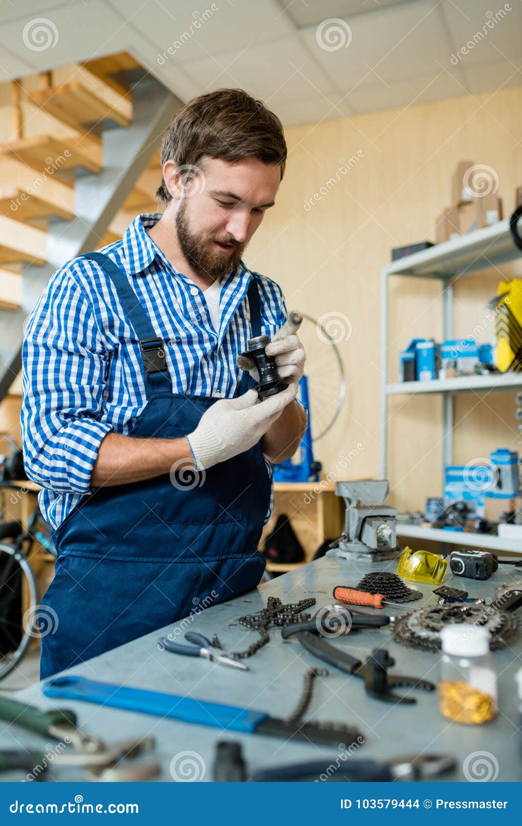 Master working stock photo. Image of bicycle, workshop - 103579444
