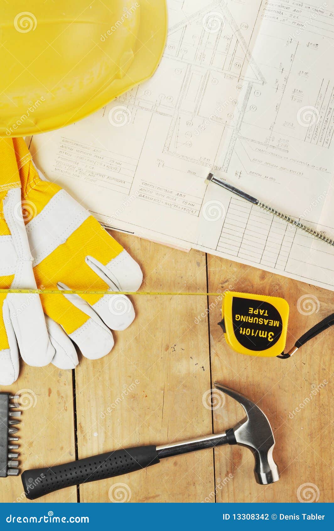 Gloves and drawings stock photo. Image of architecture - 13308342