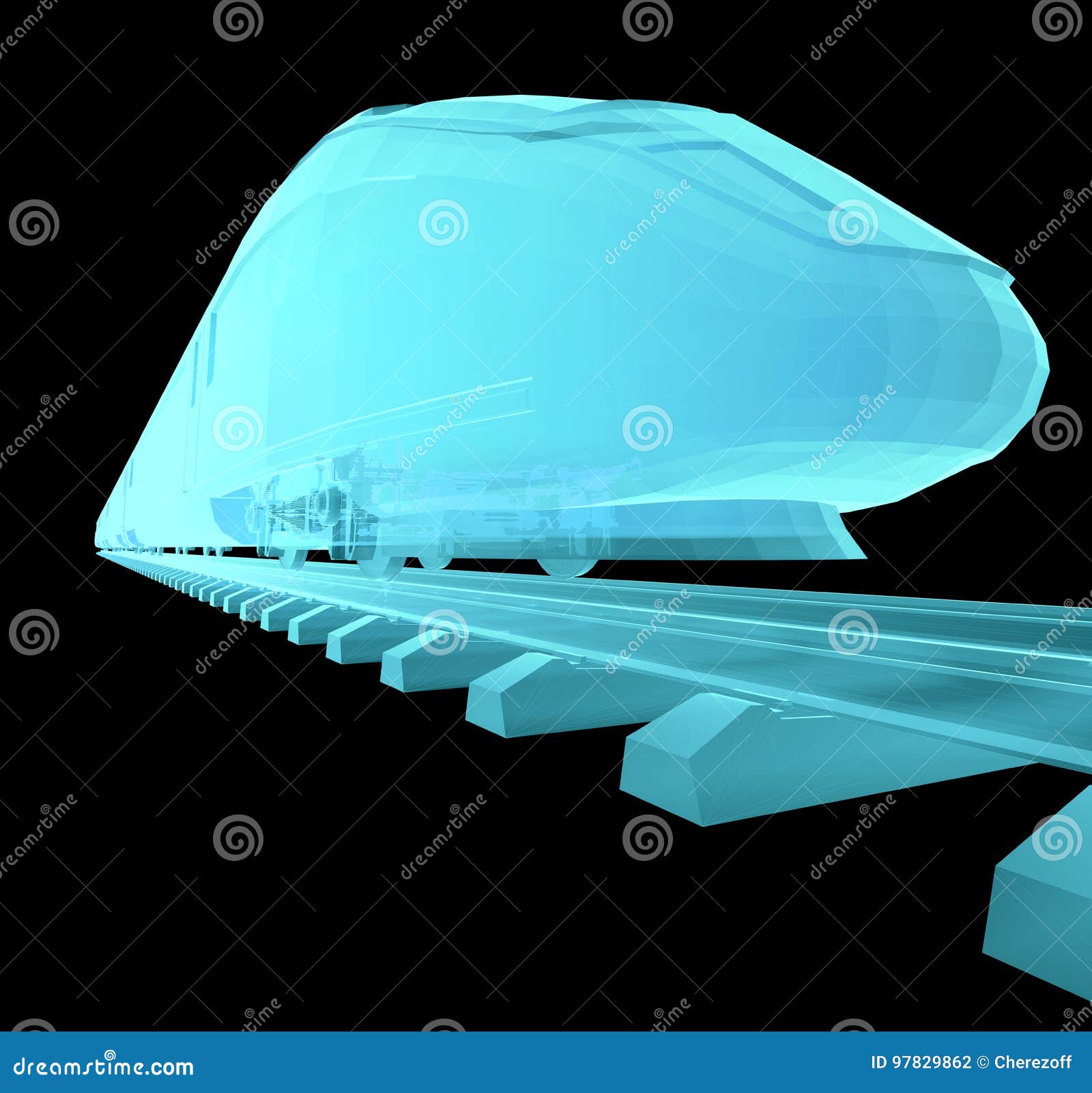 Glow blue high-speed train stock illustration. Illustration of template ...