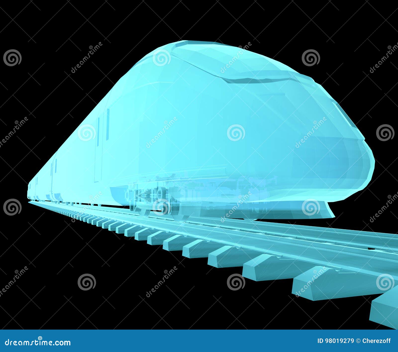Glow blue high-speed train stock illustration. Illustration of commuter ...