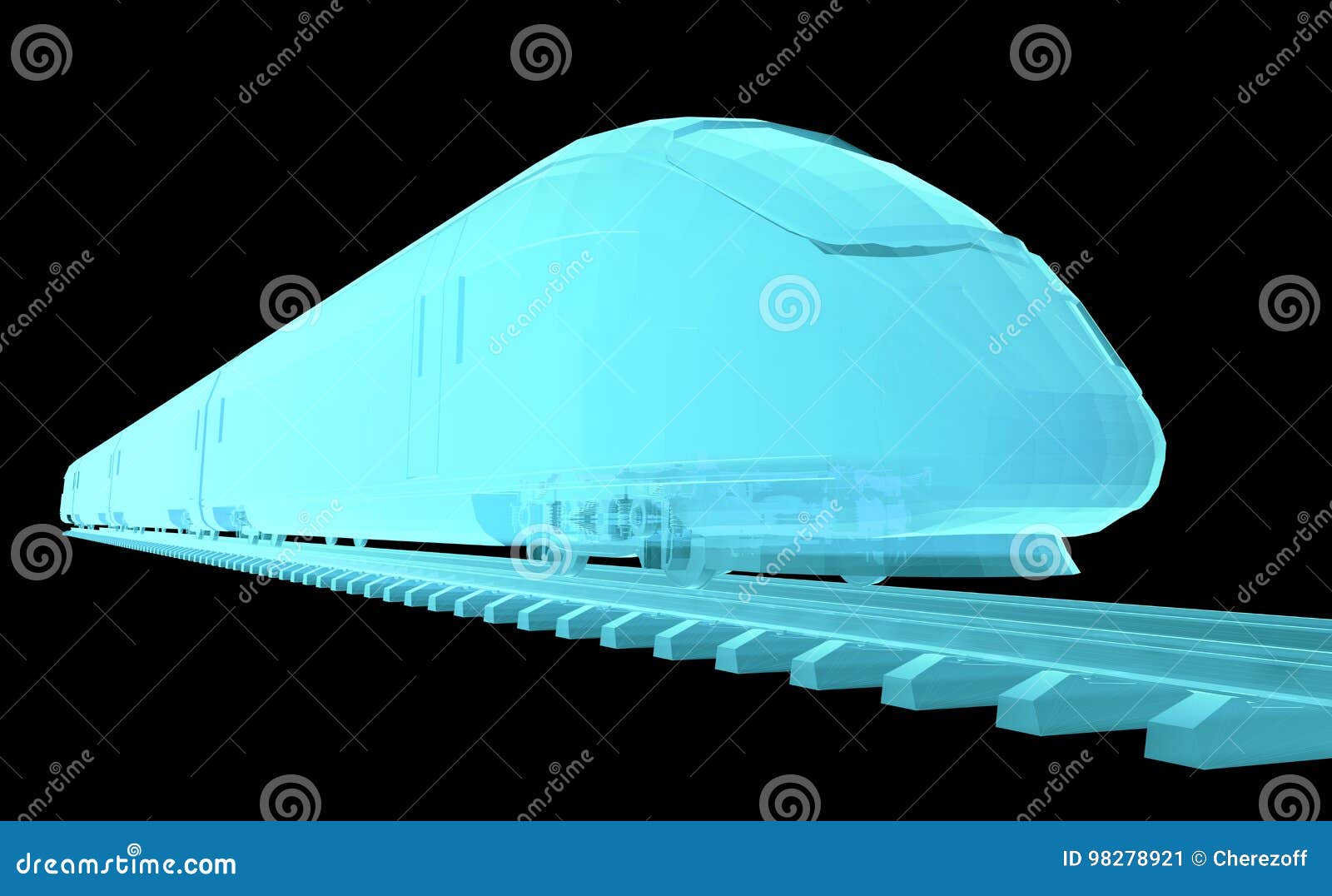 Glow blue high-speed train stock illustration. Illustration of ...
