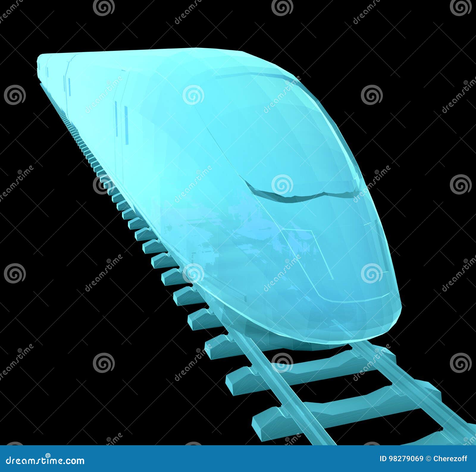 Glow blue high-speed train stock illustration. Illustration of speed ...
