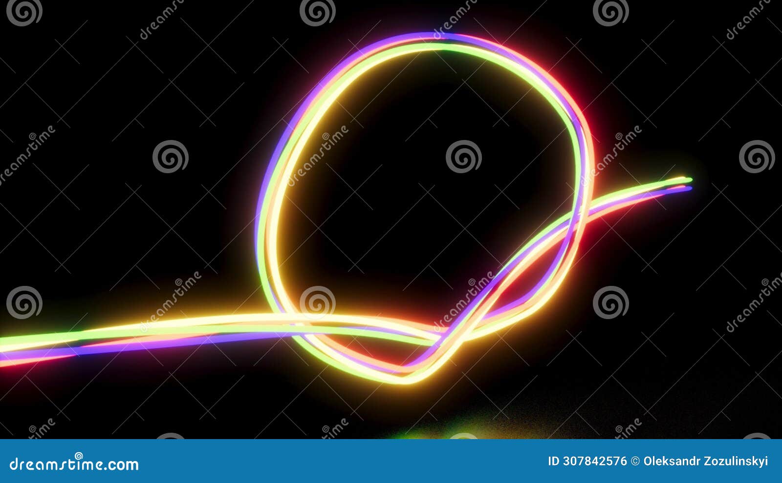 Glow Color Curve Lines Lights Knot on Mirror Surface 3d Stock ...