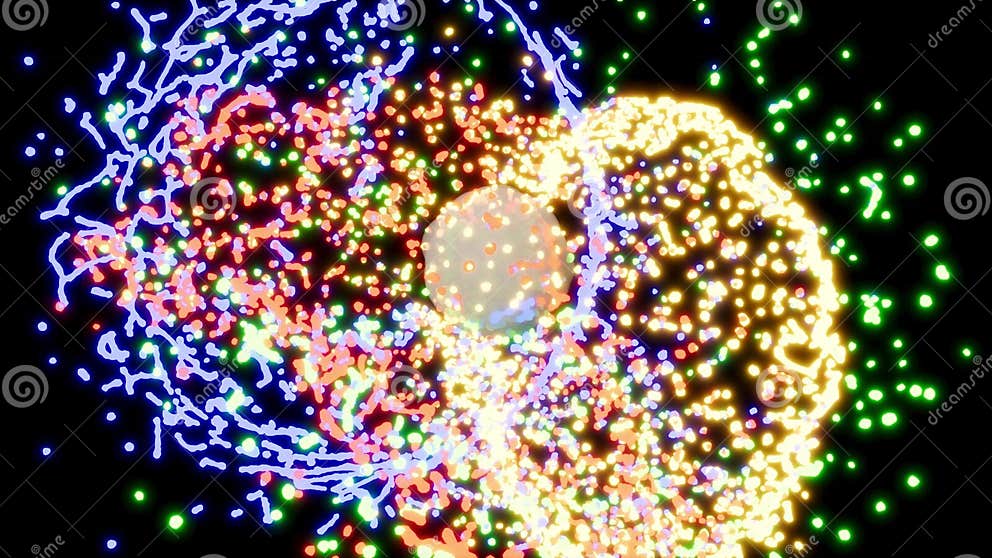 Glow Color Splash Cloud in the Center on Black Back 3d Stock ...