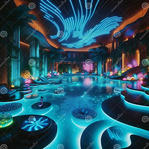 Glow in the Dark Pool a Pool with Glow in the Dark Features Prov Stock ...