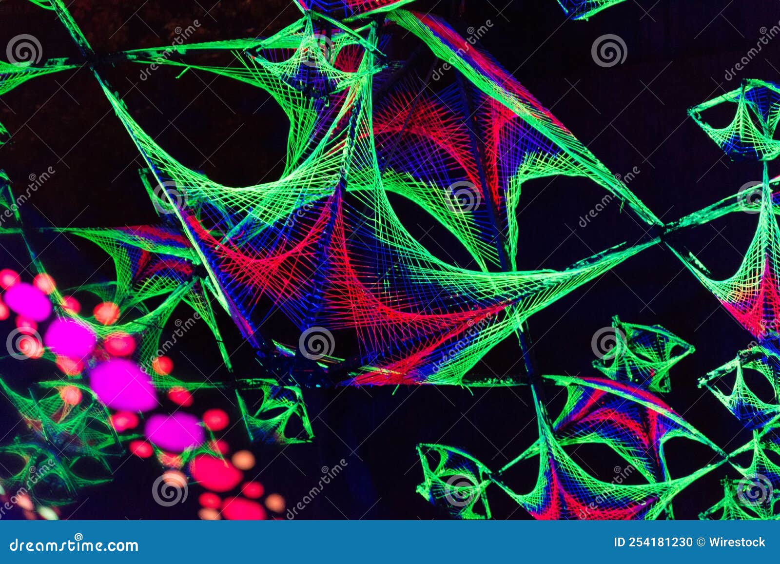 Glow in the Dark String Art in a Room Stock Illustration - Illustration ...