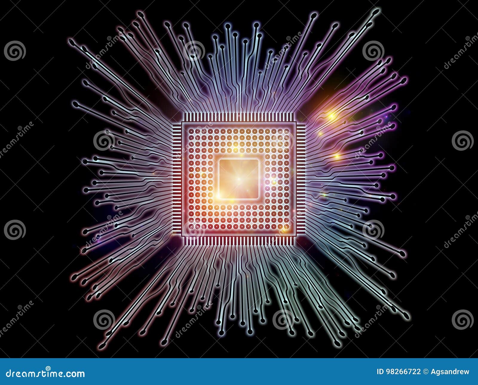 Glow of Digital Processor stock illustration. Illustration of computer ...
