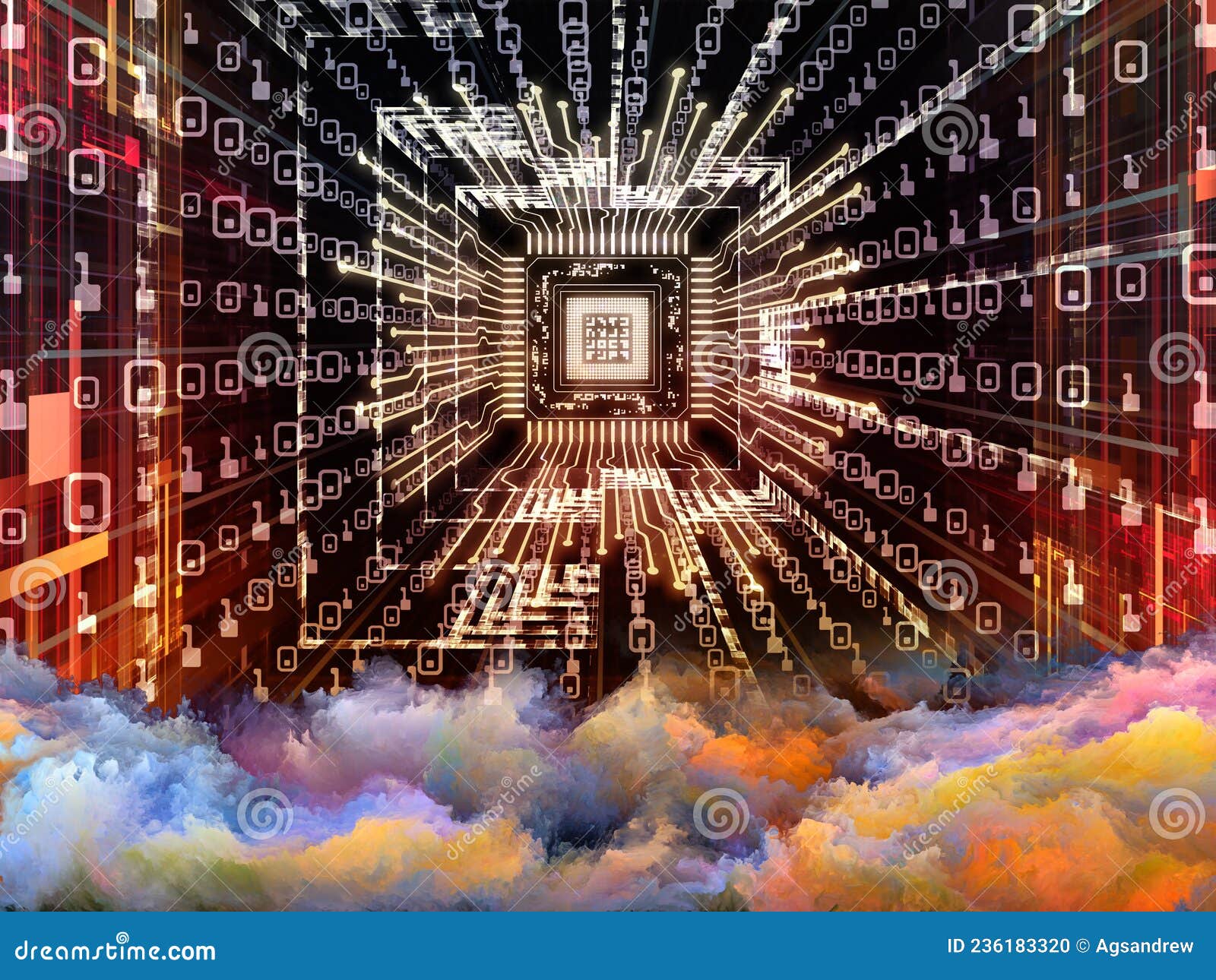 Glow of Digital Processor stock illustration. Illustration of digit ...