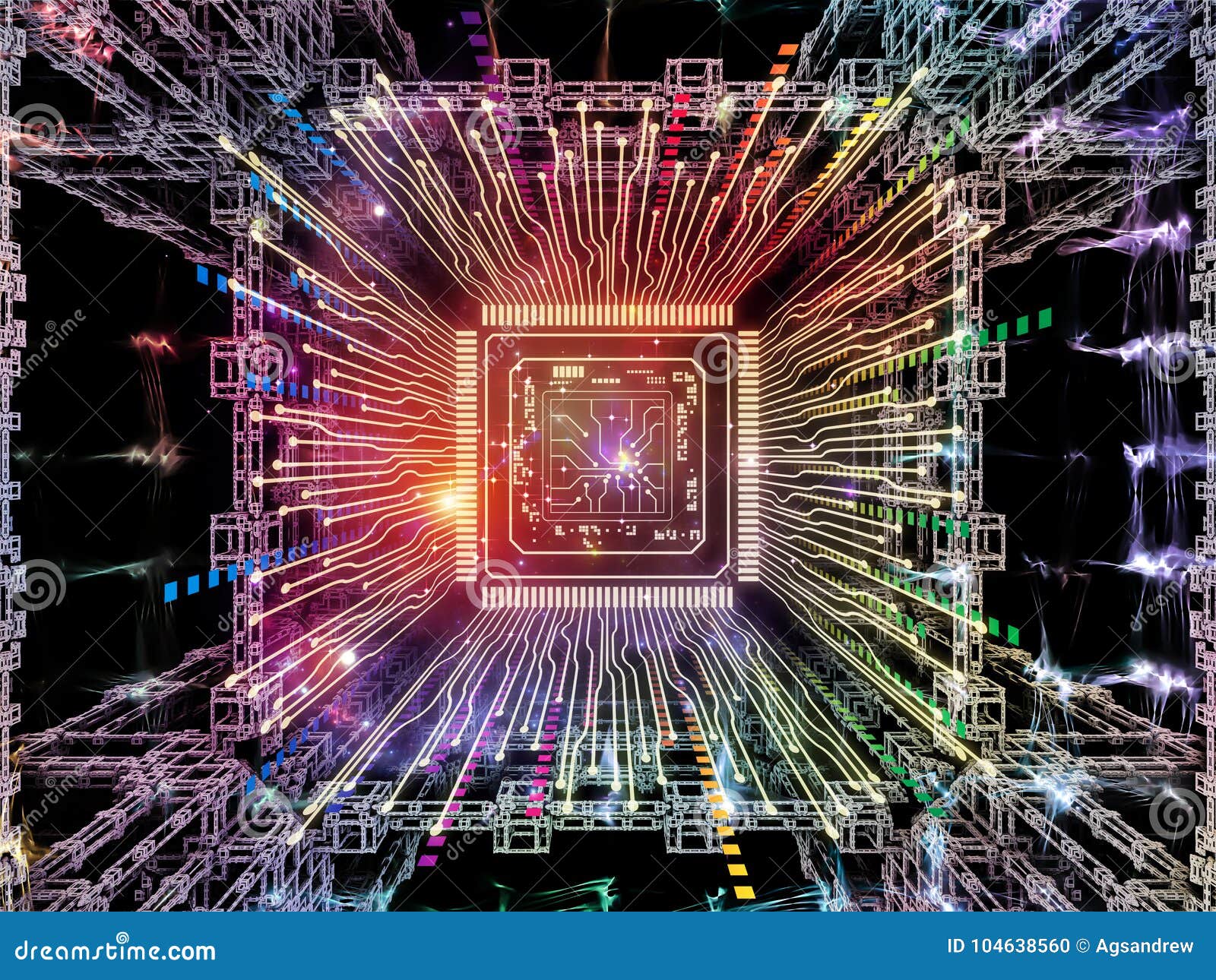 Glow of Digital Processor stock illustration. Illustration of layout ...