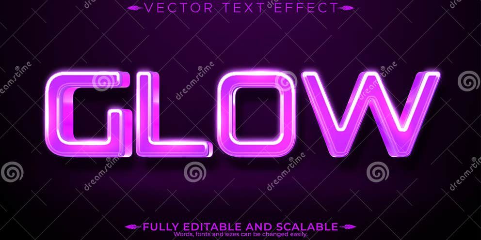 Glow Editable Text Effect, Editable Shiny and Bright Text Style Stock ...