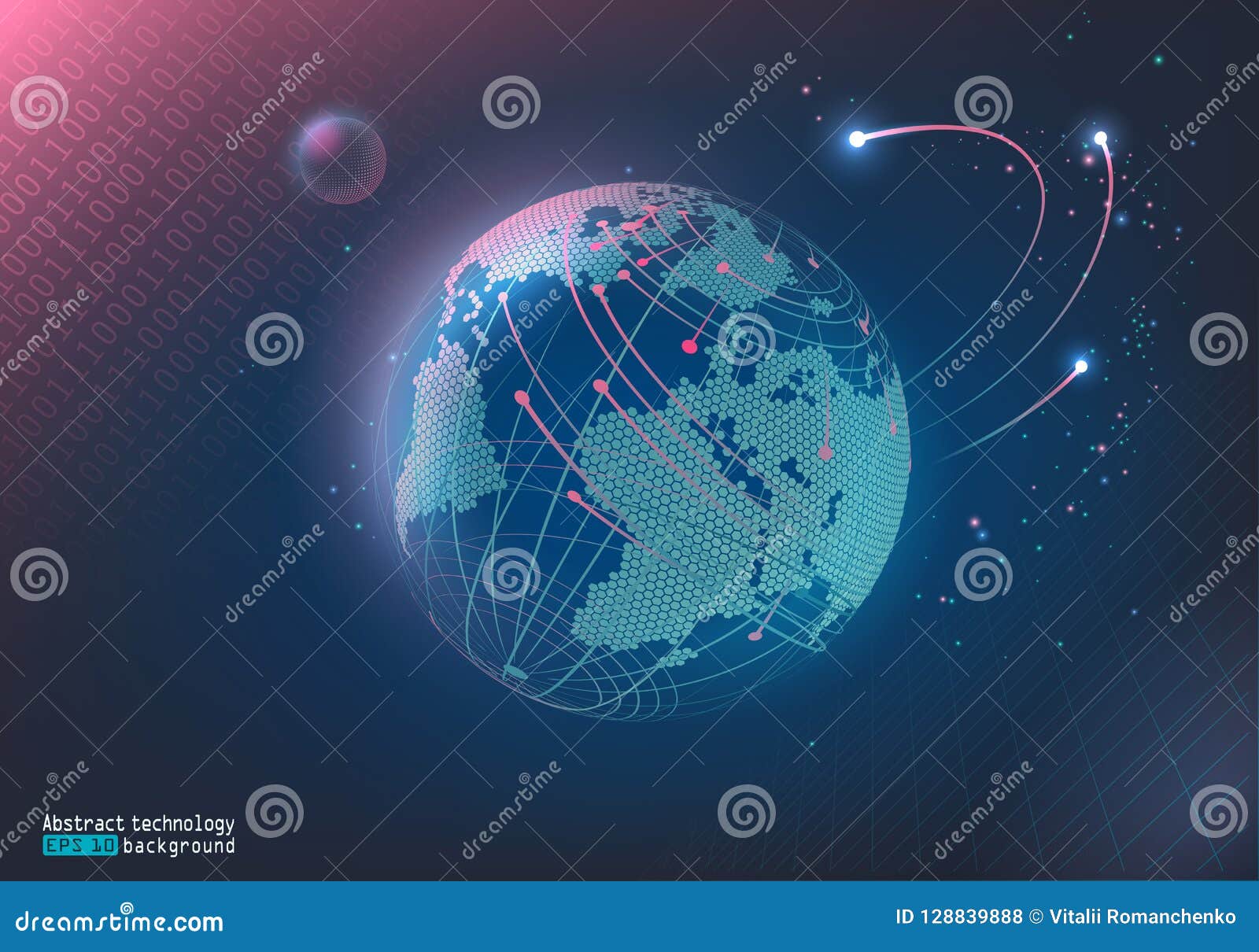 Digital Earth And Dotted Line Link Glowing Earth Science And Technology ...