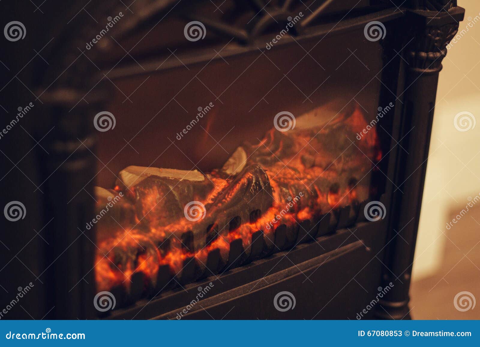 Glow from an Electric Fireplace. Stock Image - Image of isolated ...