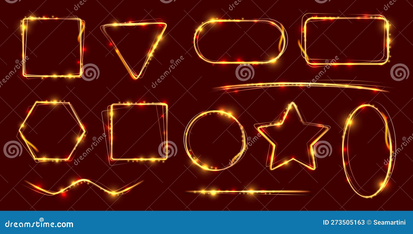 Glow Frames with Fire Flame Sparkles, Light Effect Stock Vector ...