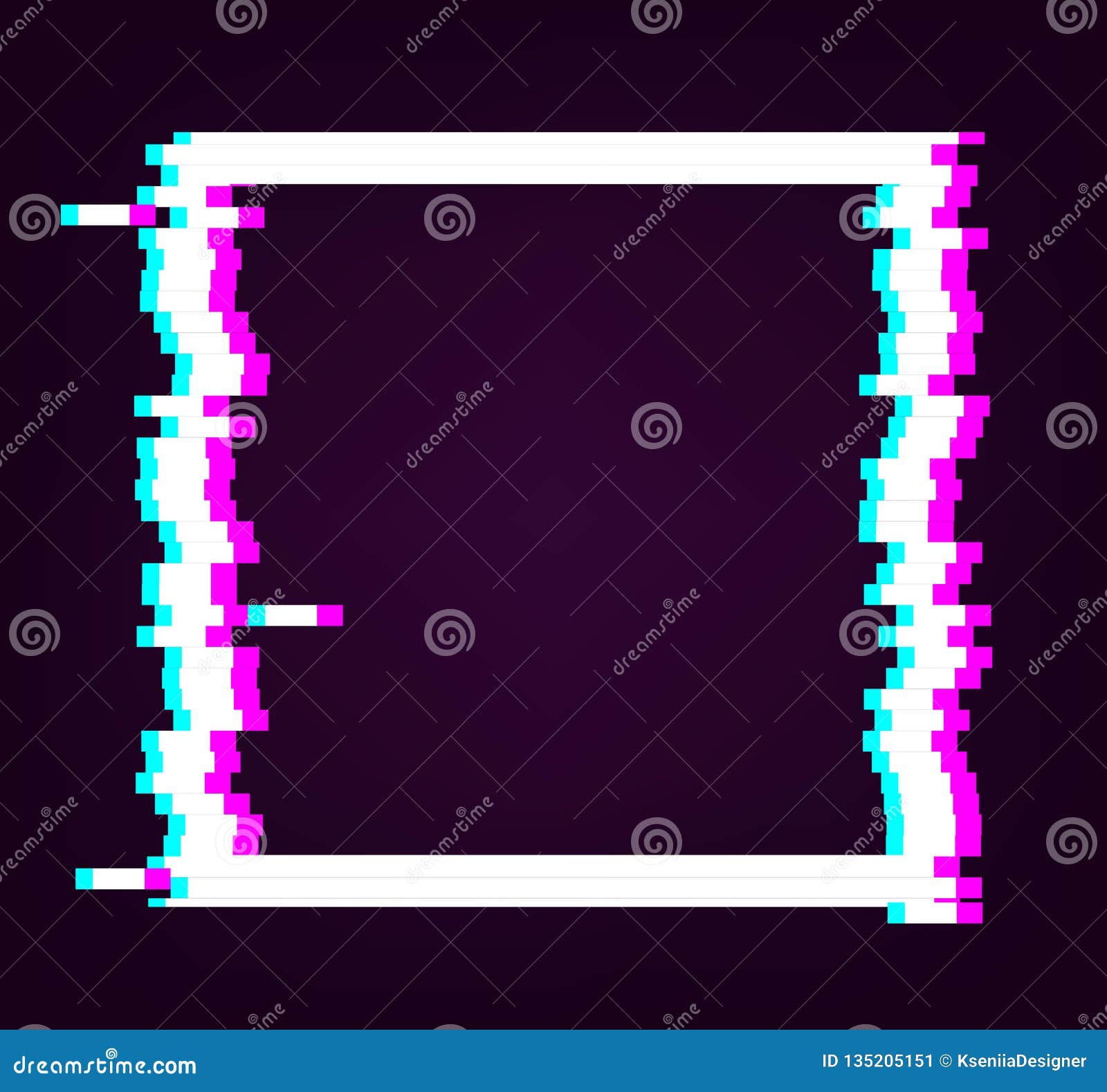 Glow Glitch Frame. Distortion Effects for Advertising Stock Vector ...