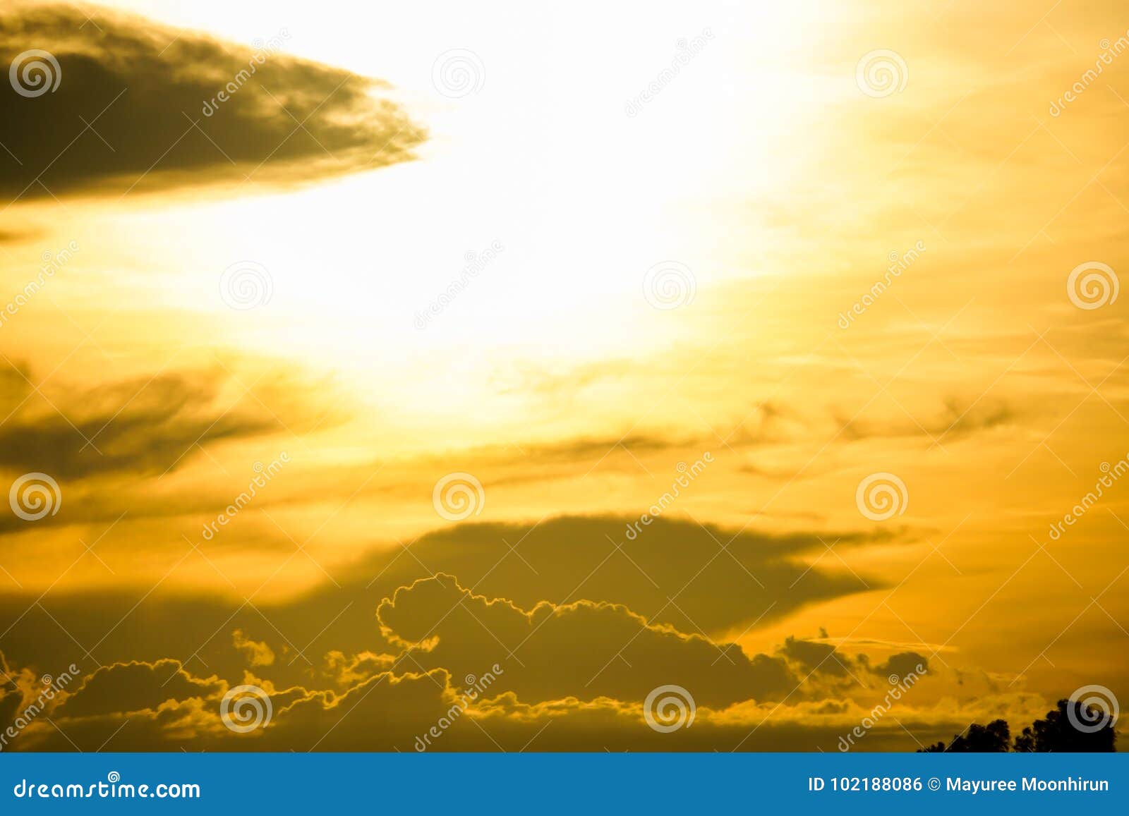 Glow gold sky at sunset stock photo. Image of heaven - 102188086