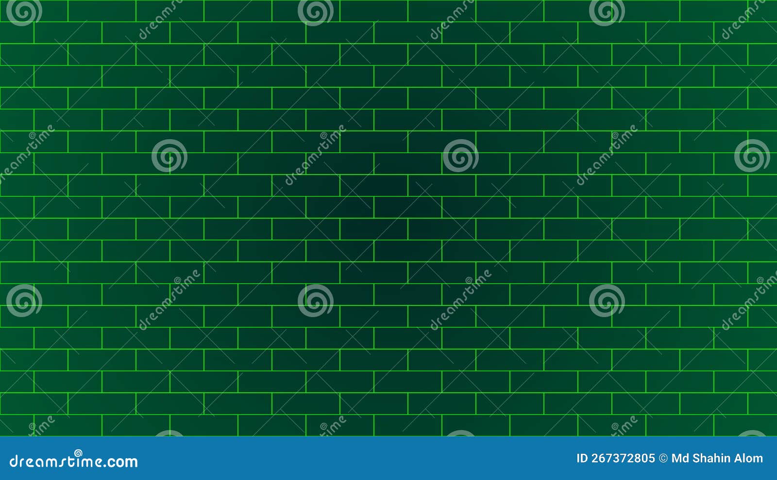 Glow Green Color Brick Wall Pattern on Green Illustration Background ...