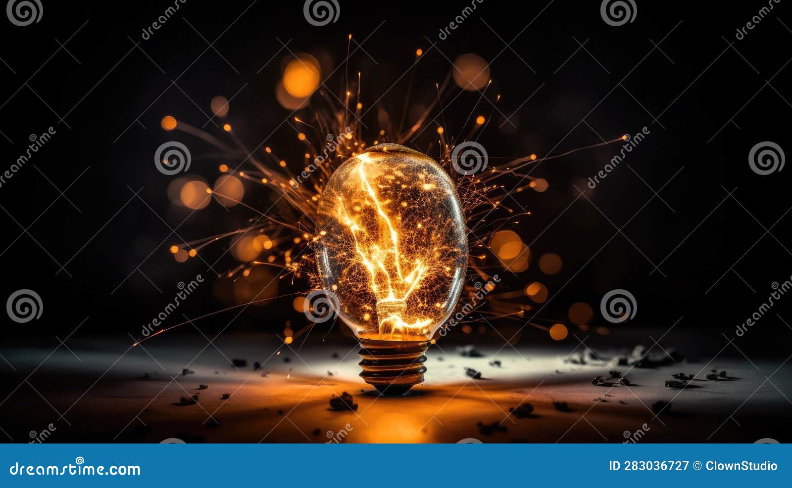 The Glow of an Illuminated Light Bulb Stock Illustration - Illustration ...