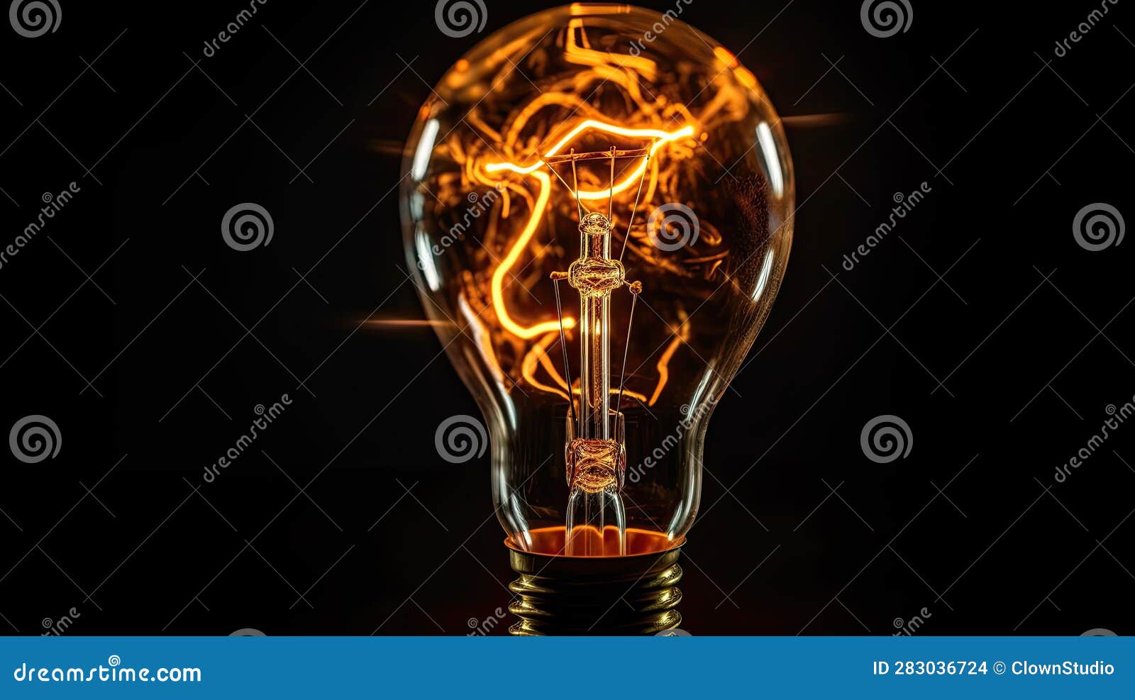 The Glow of an Illuminated Light Bulb Stock Illustration - Illustration ...