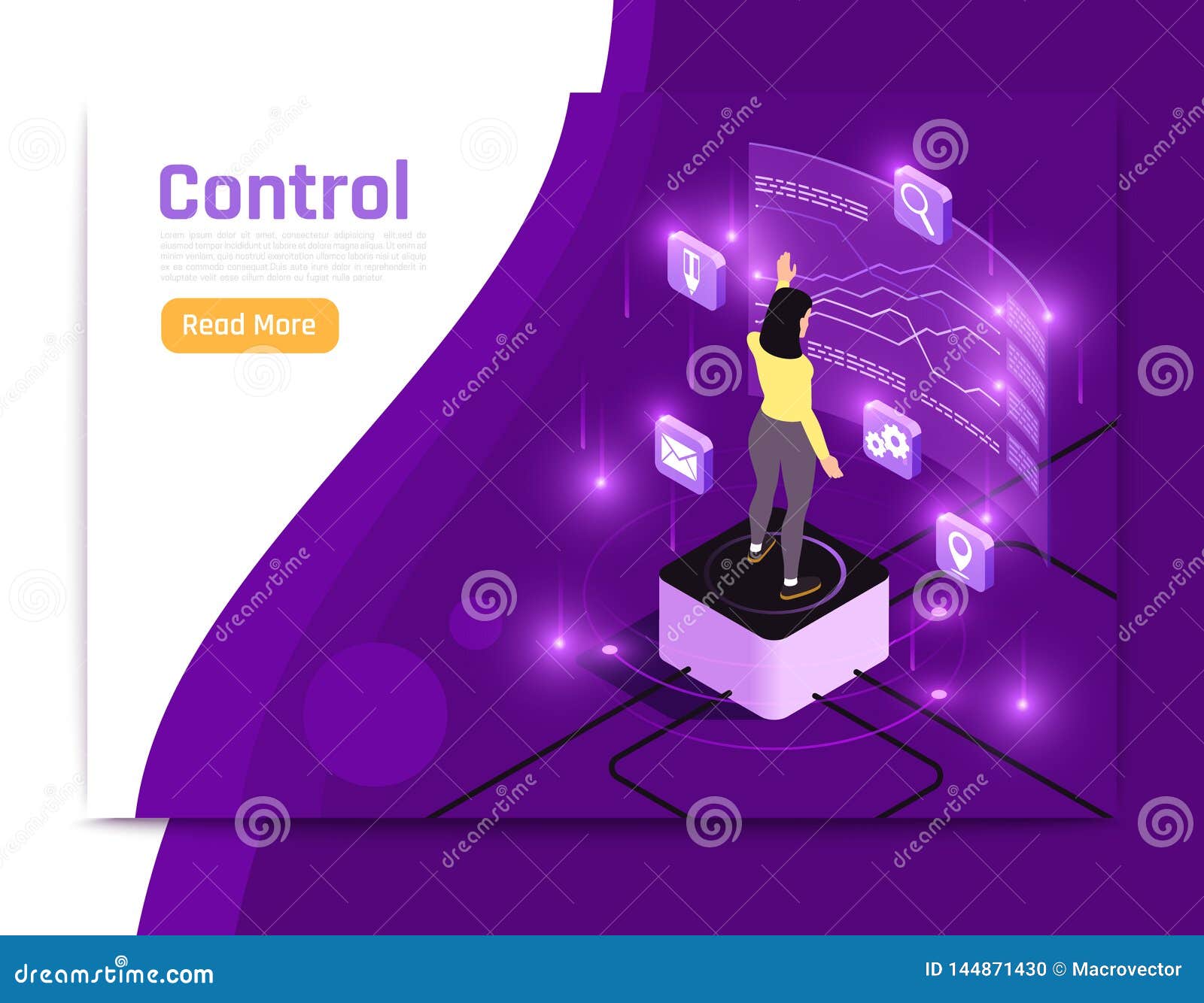 Glow Isometric People and Interfaces Banner Stock Vector - Illustration ... Glow Isometric People and Interfaces Banner Stock Vector - Illustration ...